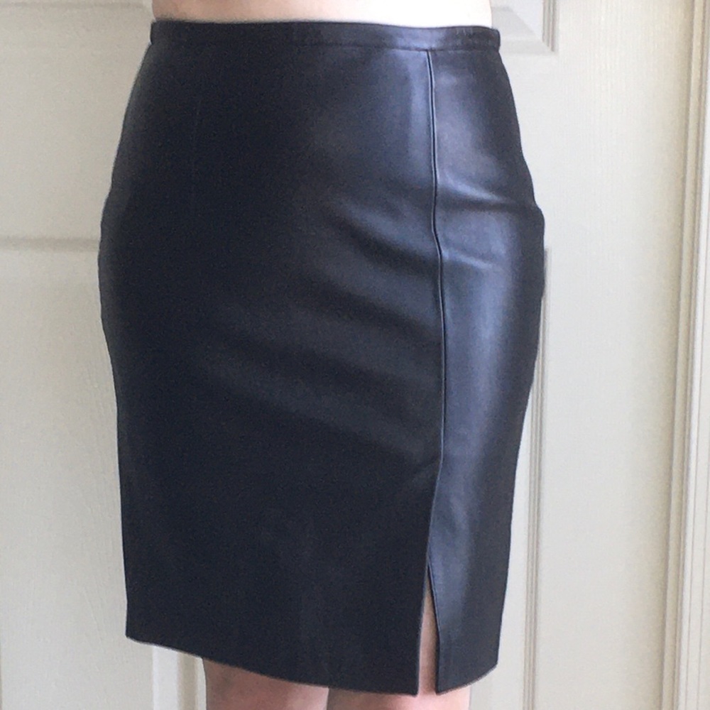 Michael Michael Kors Black Pencil Leather Skirt, 6 - Gem